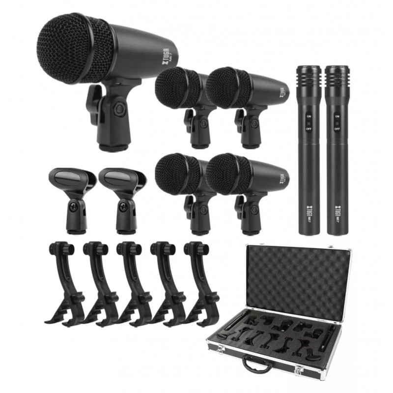 Kit de micrófonos para batería xtuga mi7 (Incluye maletín, clips y ...